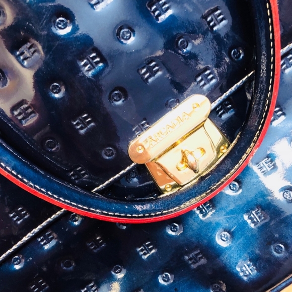 Arcadia | Bags | Arcadia Italian Ocean Blue Embossed Patent Leather Bag ...